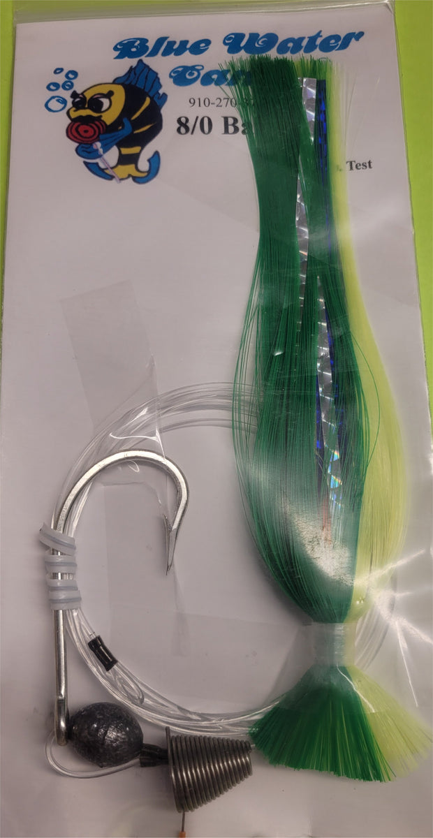 Blue Water Candy 8/0 Ballyhoo Rig- Green/Chart| Shark River Mail Order