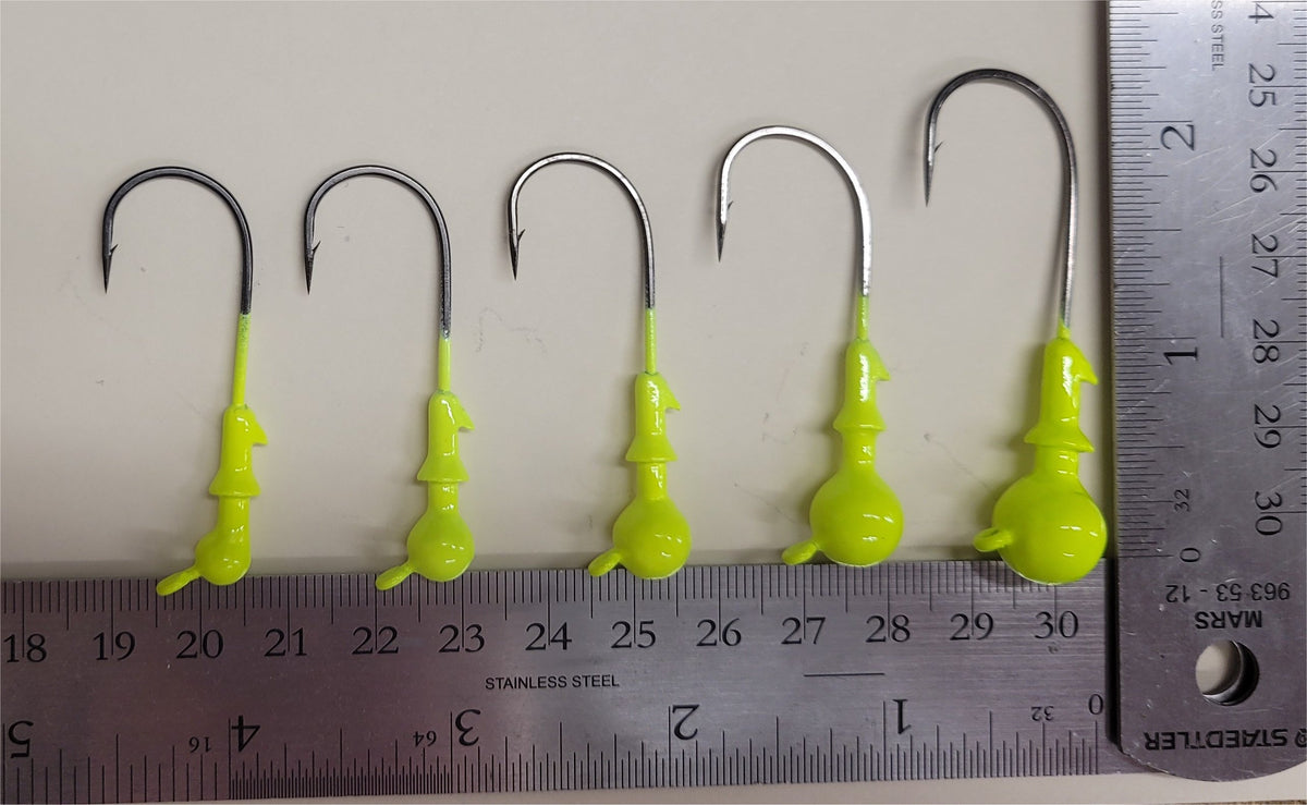 BWC Blue Water Candy Cross Eyed Ball Jig- Chartreuse- 1/16 oz.| Shark ...